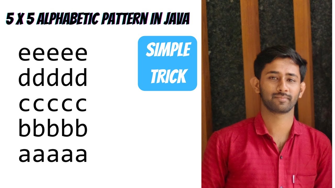 Pattern Program 12 | 5*5 Alphabetic  pattern program in java | Dry Run in hindi