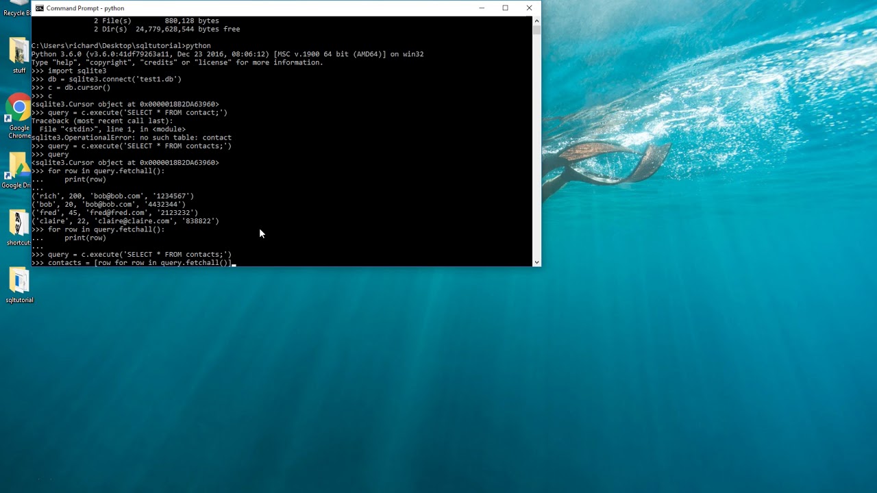 Python SQLite3 Tutorial 3 - SELECT (view) items in tables