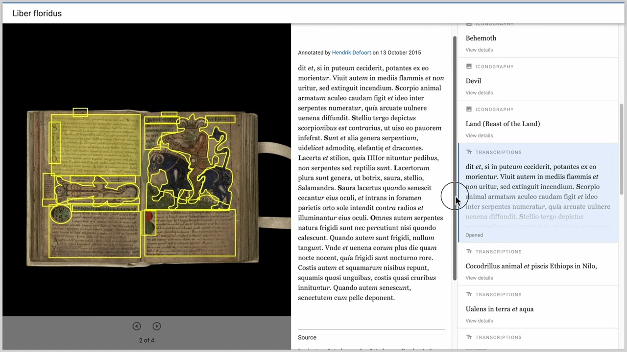 Visualisering van IIIF annotaties op een middeleeuws manuscript