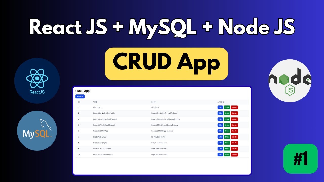 React JS CRUD + MySQL + Node.js Express APIs Tutorial