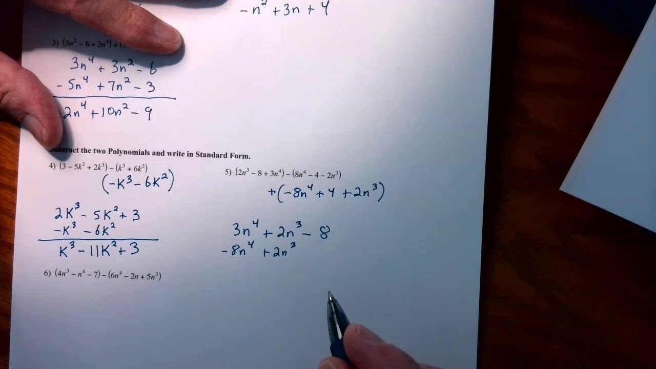 Practice worksheet - adding and subtracting polynomials