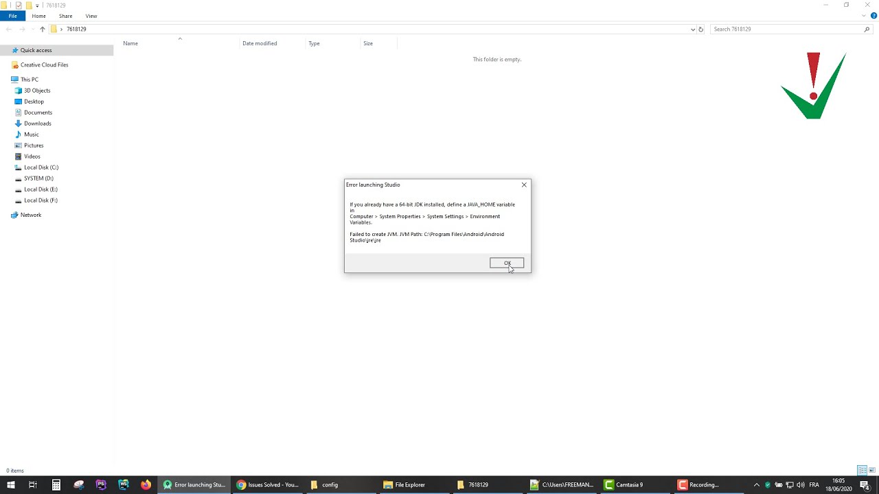 #Android - Failed to create JVM; JVM path C:\Program Files\Android\Android Studio\jre\jre