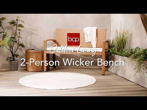 Cozy 2-Person Wicker Bench for Patio & Garden | Weather-Resistant Outdoor Seating