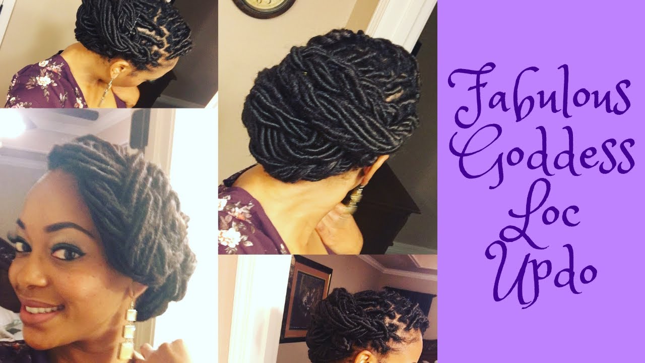 Simple Goddess Loc Updo