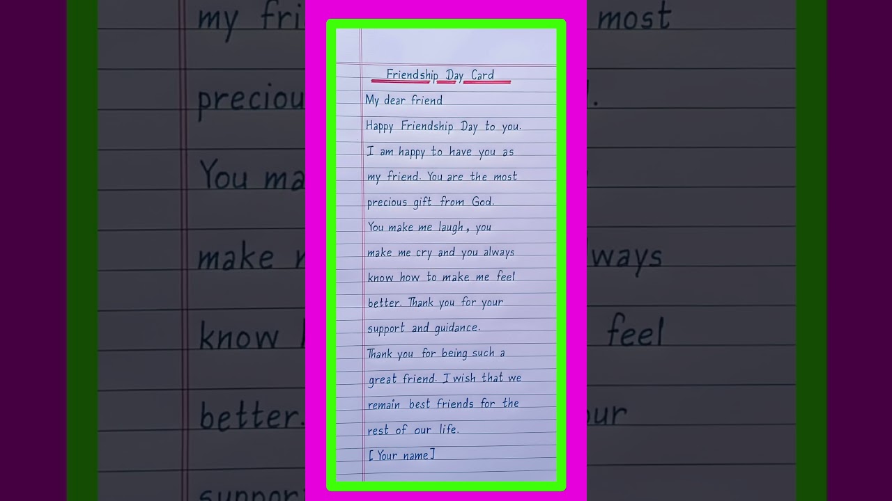 Friendship Day Card Writing 2025 | Happy Friendship Day Card | Friendship Day Messages