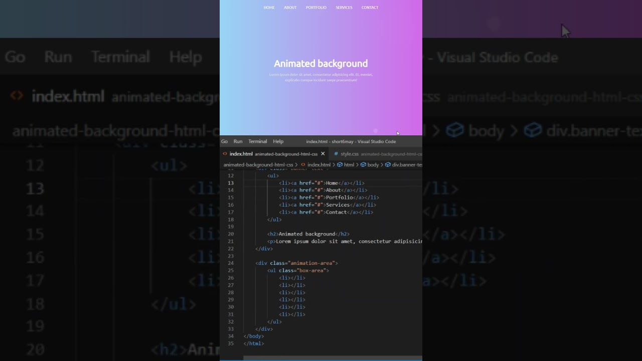 Animated Background in HTML CSS  || With source code  #shorts