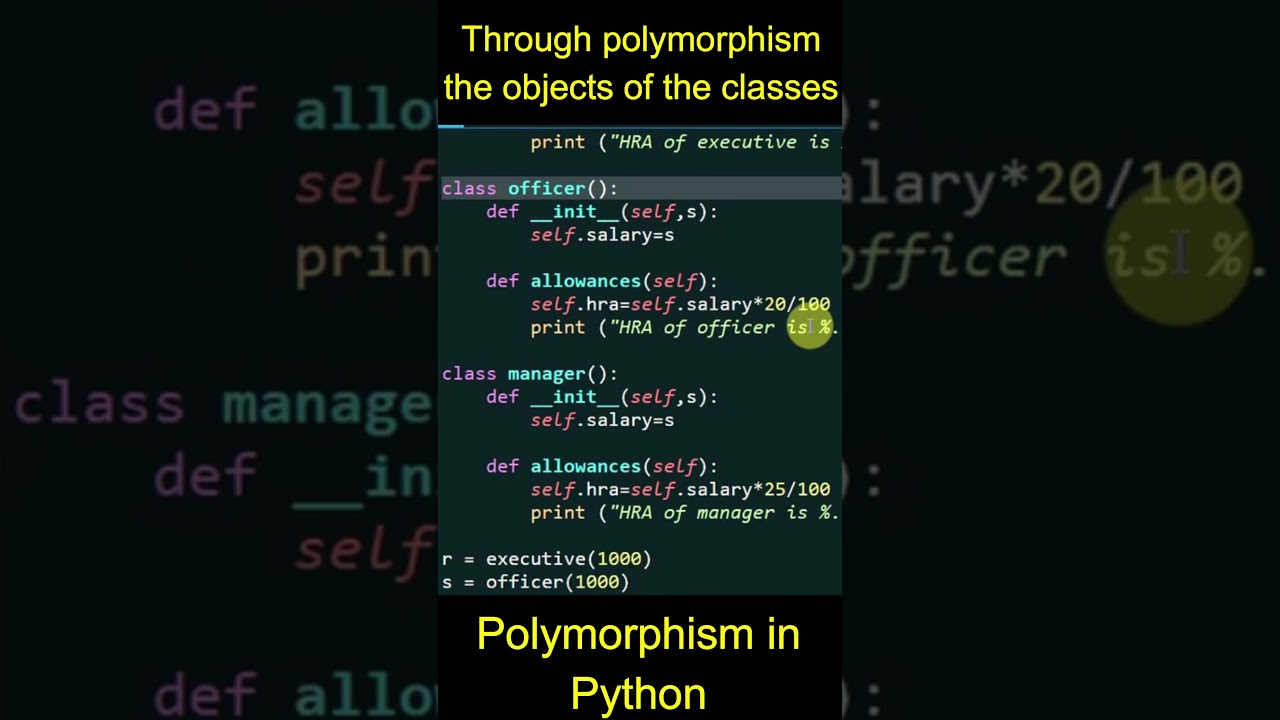 Polymorphism in python |  | Python object oriented programming tutorial #polymorphism #shorts #oop