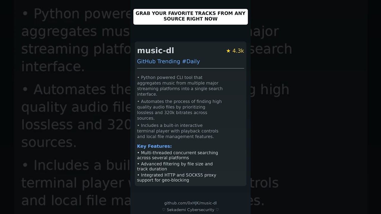 GitHub Trending Repositories: 0xHJK/music-dl 🇬🇧