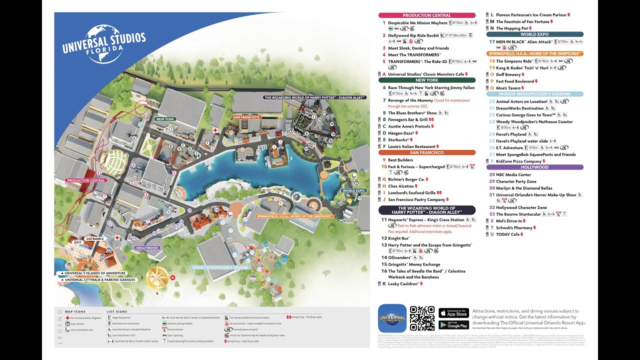 Universal Studios Florida - FREE 2022 Map Download - Theme Park Brochures