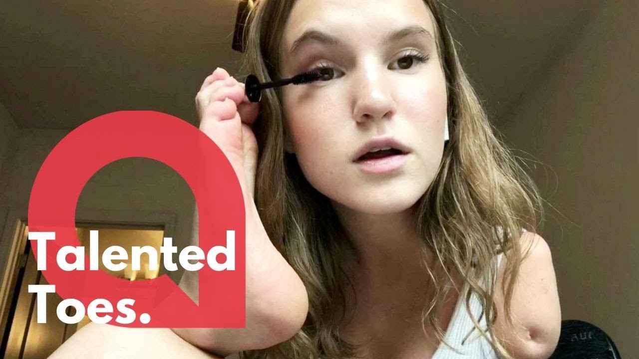 Woman who was born without arms performs tasks with her feet and even eats with chopsticks! | SWNS