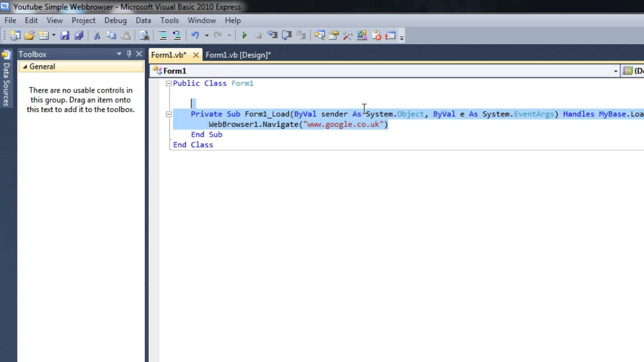 How to make a Simple Webbrowser on Visual Basic 2010/2008