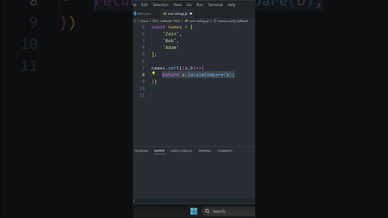 How to sort an array of strings in JavaScript