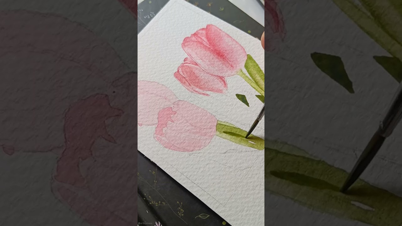 diy tulip tutorial 🌷✨ #watercolor #paintingtutorial #diy #ideas #easypainting