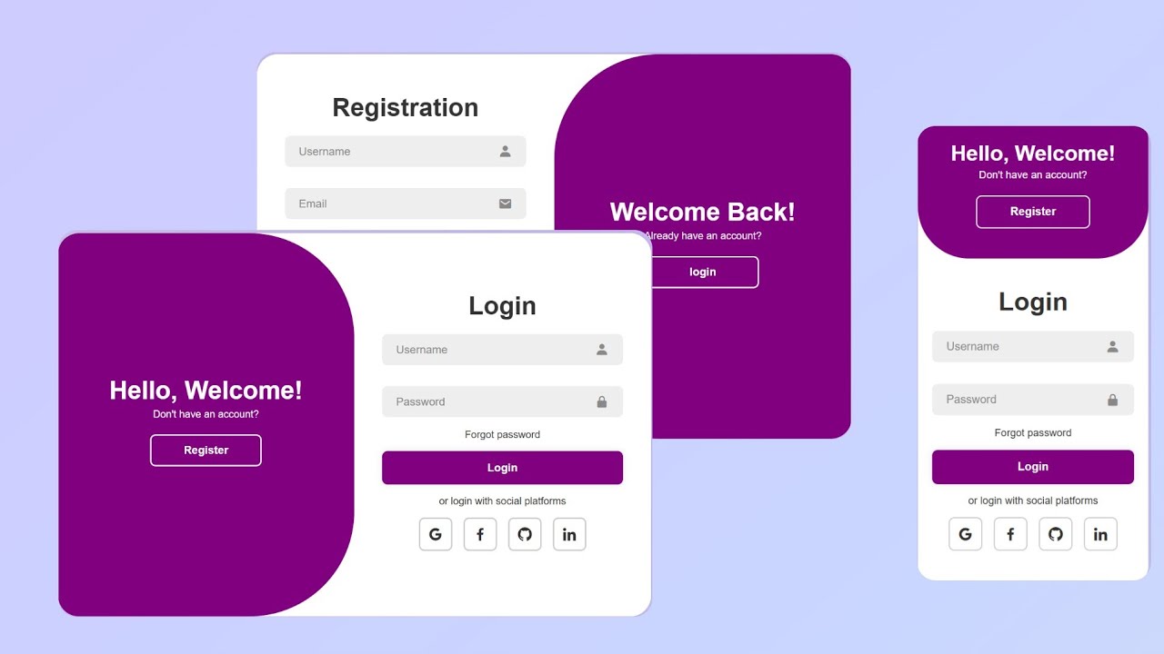 [No Talk]Responsive login and Registration form with css html & JavaScript