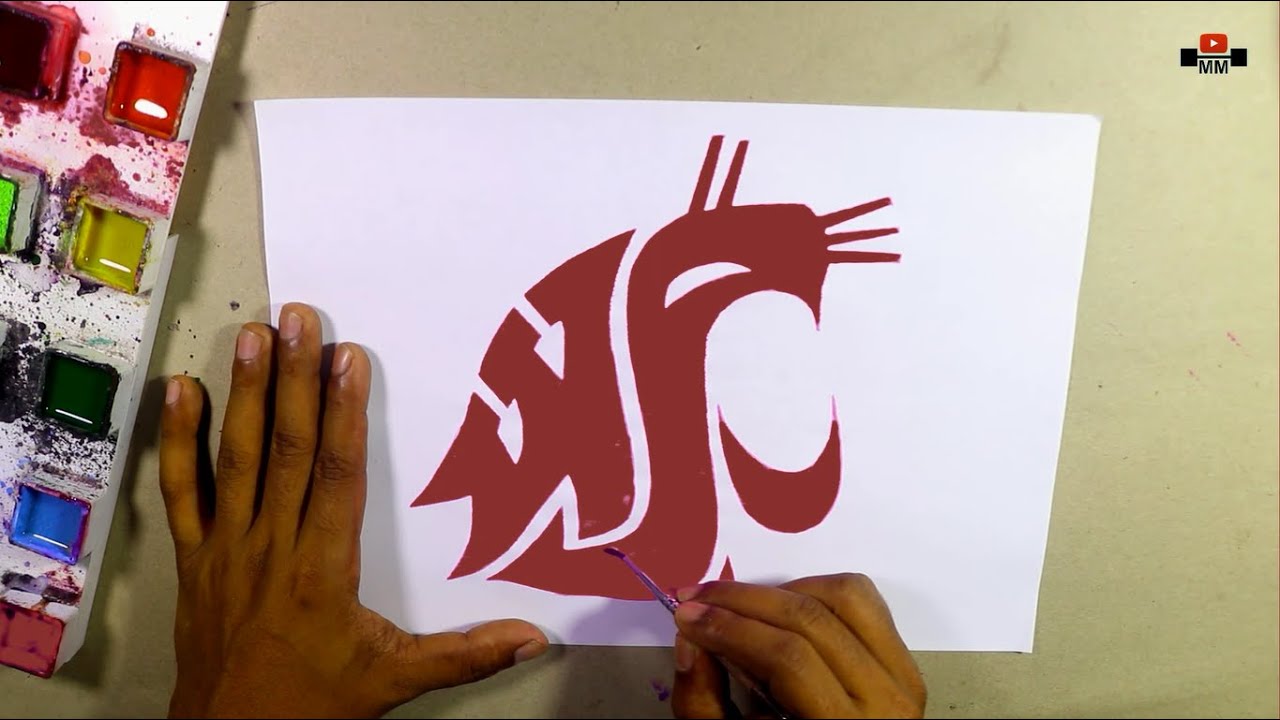 How to draw the Washington State Cougars logo