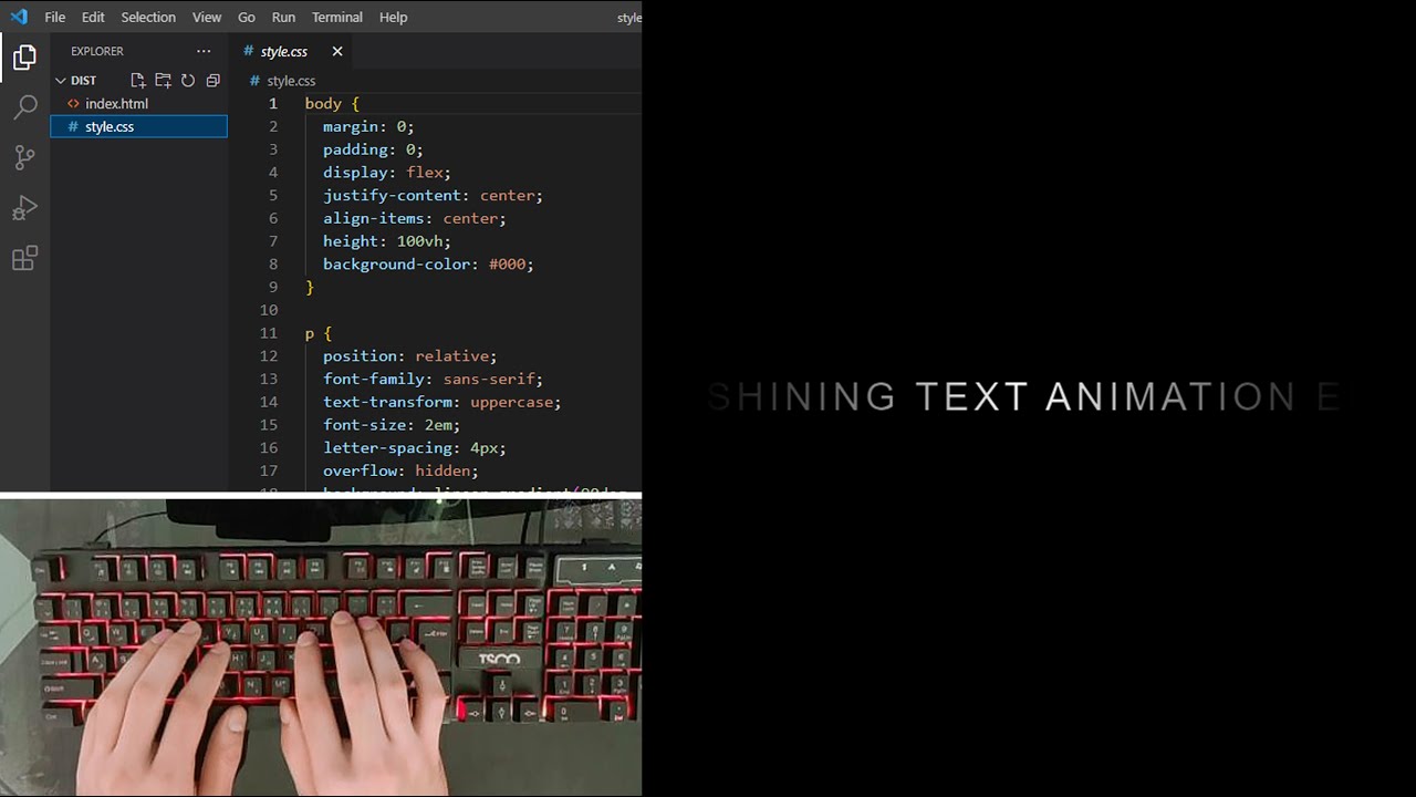 ASMR Programming - Shining Text Animation Effects using Html CSS - No Talking