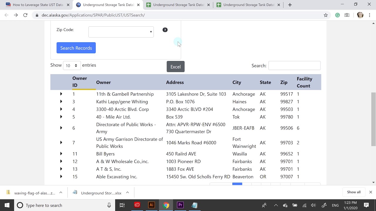 How to search for c-store retailers using Alaska's underground storage tank (UST) data