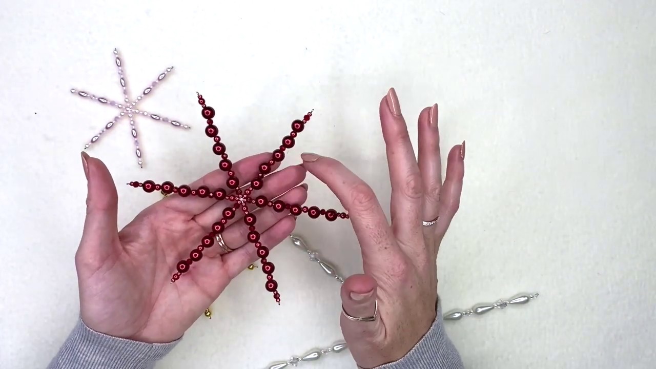 TotallyBeads Star Decorations with Pearl Drops and crystal beads