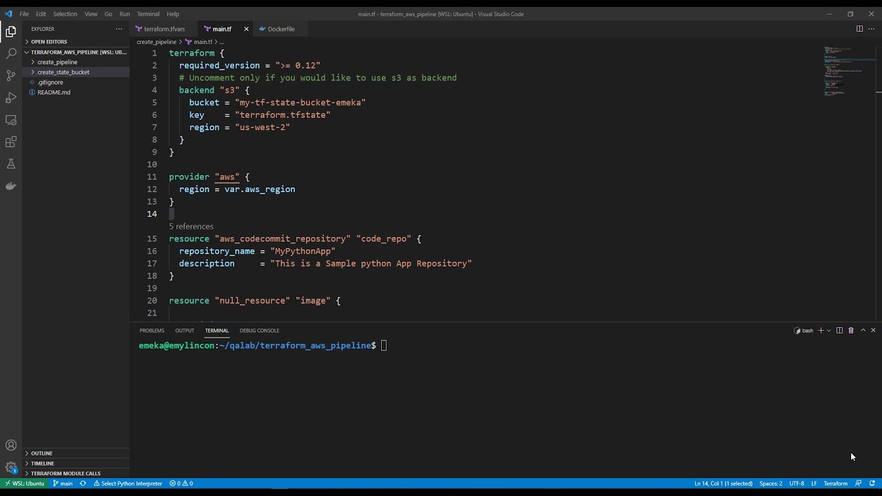 Using Terraform to create aws codepipeline infrastructure to deploy ECS service