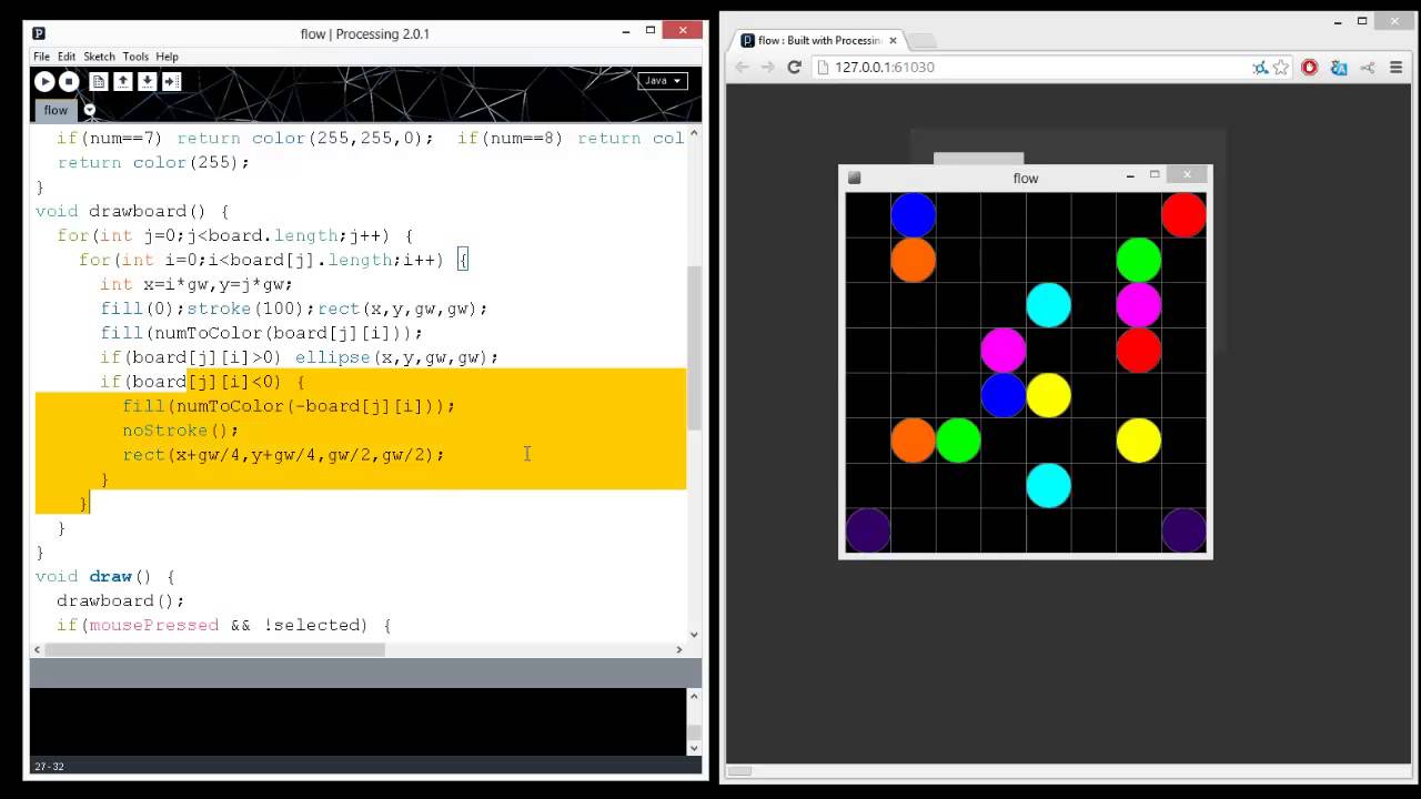 Flow in Processing (Java): The game in under 100 lines