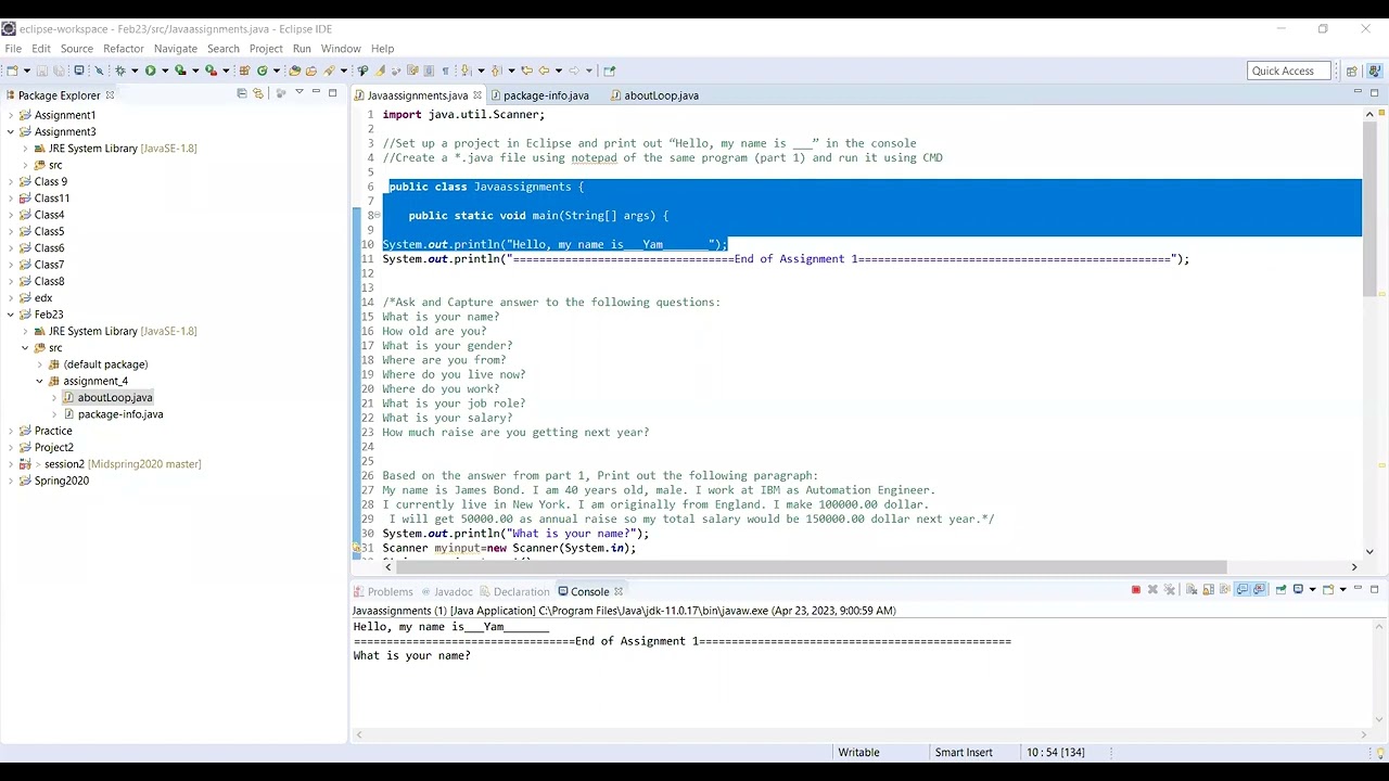 Java assignment 1- Techfios