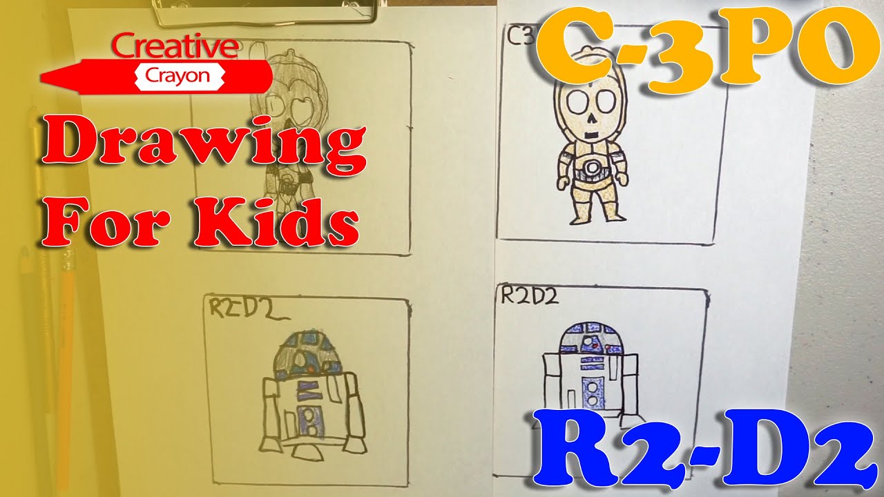 How to draw C-3PO and R2-D2 from Star Wars. Drawing tutorial for kids
