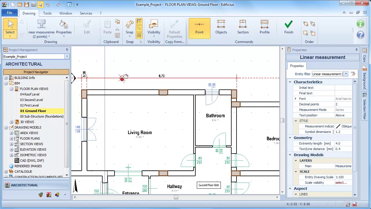 Edificius Tutorial - Inserting a linear measurement (2 points) - ACCA software