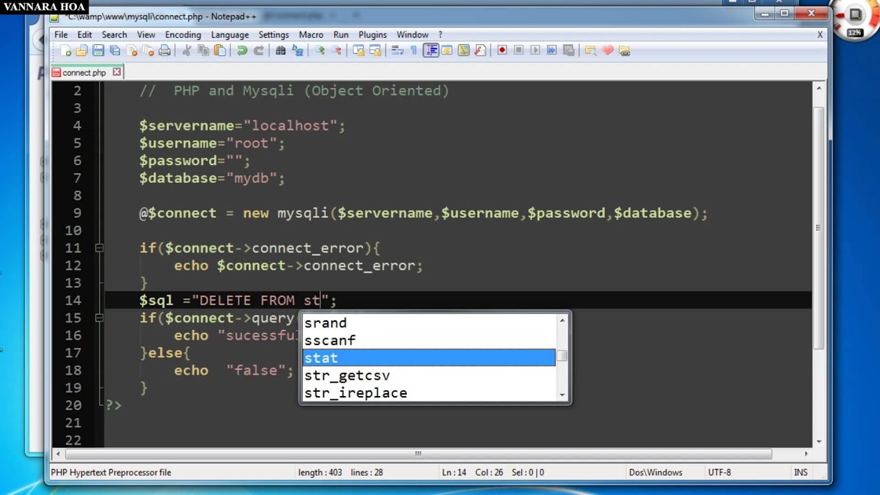 PHP and Mysqli Update and Delete Record (object oriented)