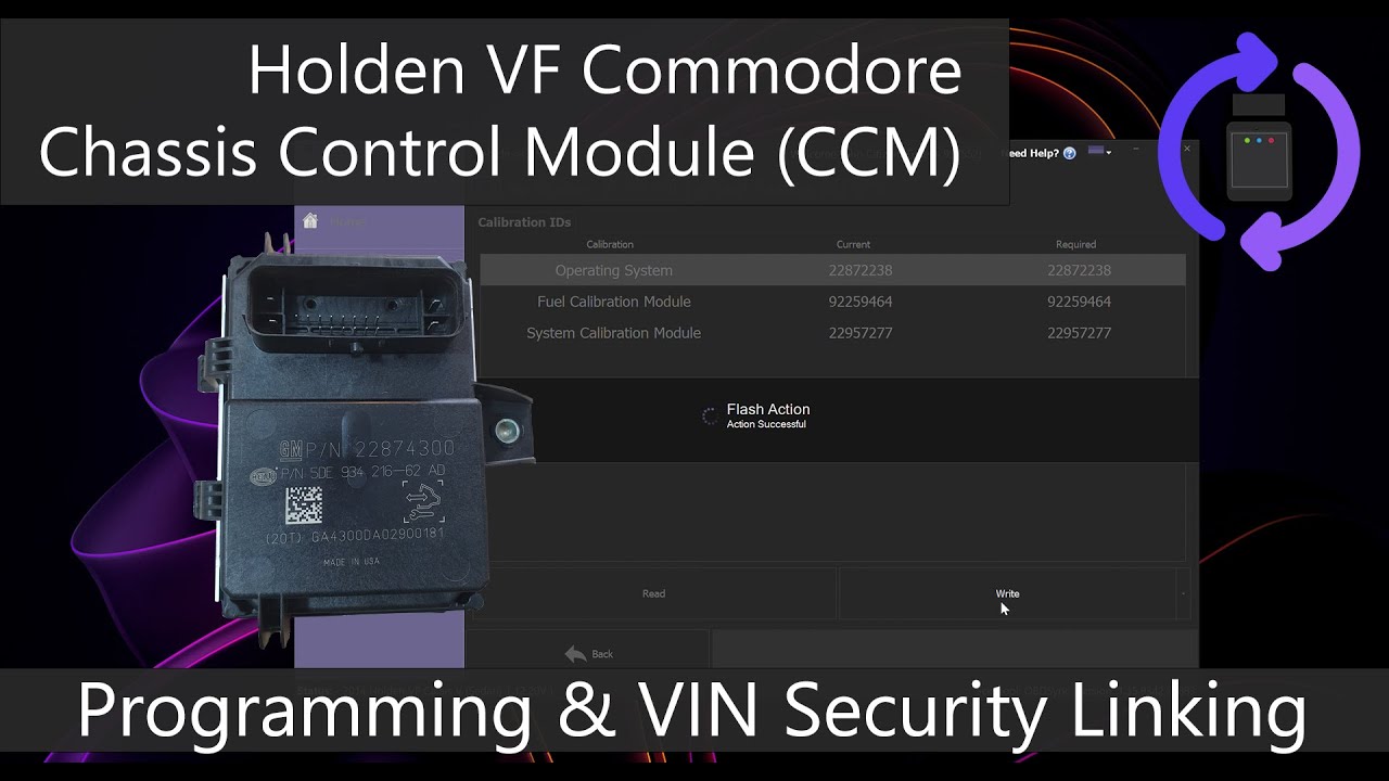 Holden VF Commodore Chassis Control Module (CCM) Replacement Programming and VIN Security Linking