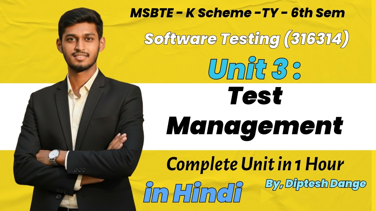 Unit 3: Test Management | MSBTE Software Testing Diploma | K Scheme | 316314 | in 1 Hour