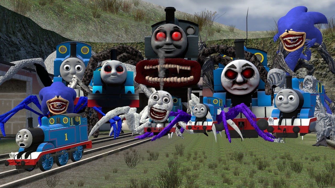 Building a Thomas Train Chased By New Cursed Thomas and Friends Family Monsters In Garry's Mod!!?