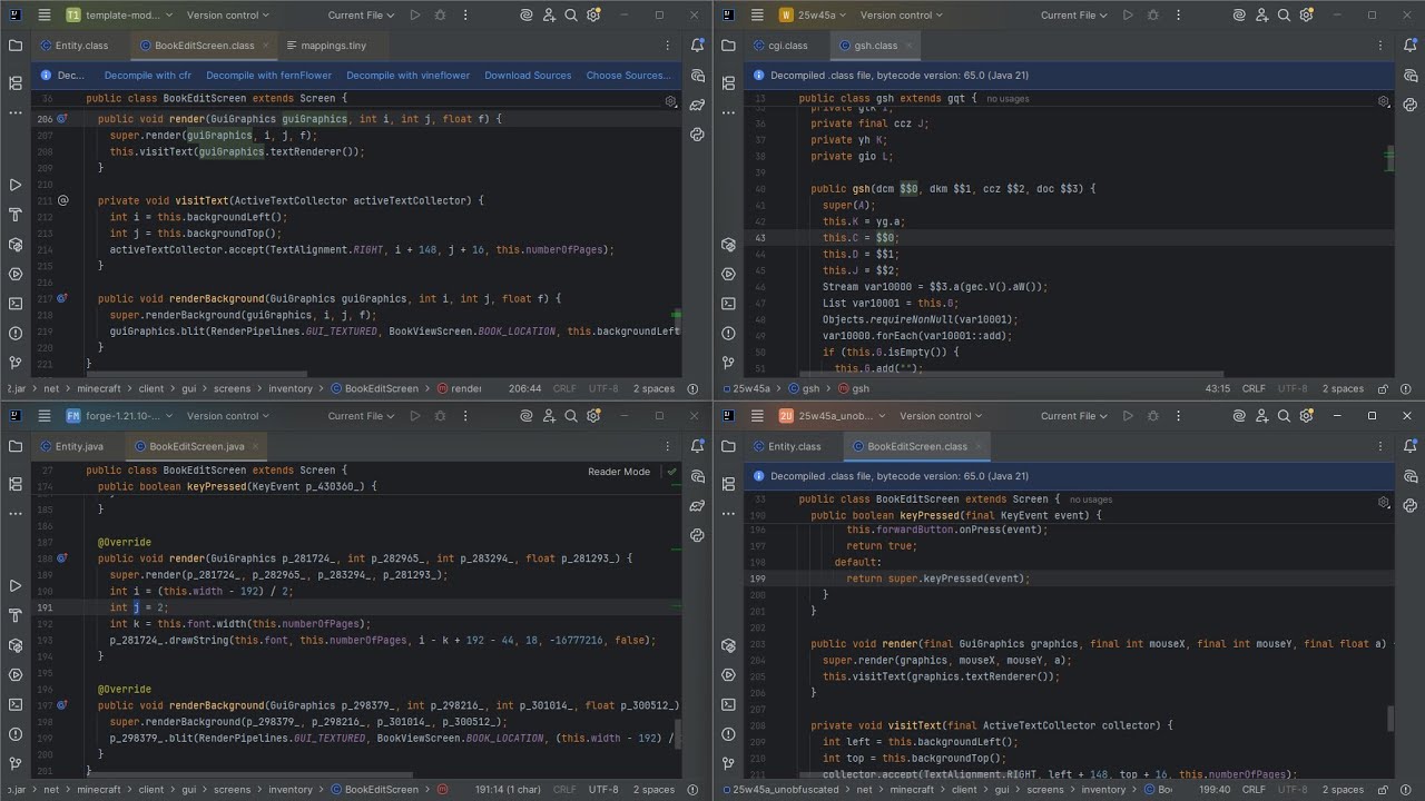 25w45a Unobfuscated | Minecraft: Java Edition