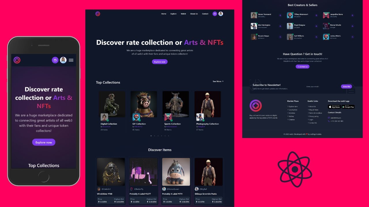 NFT marketplace Website using ReactJS  || Source Code