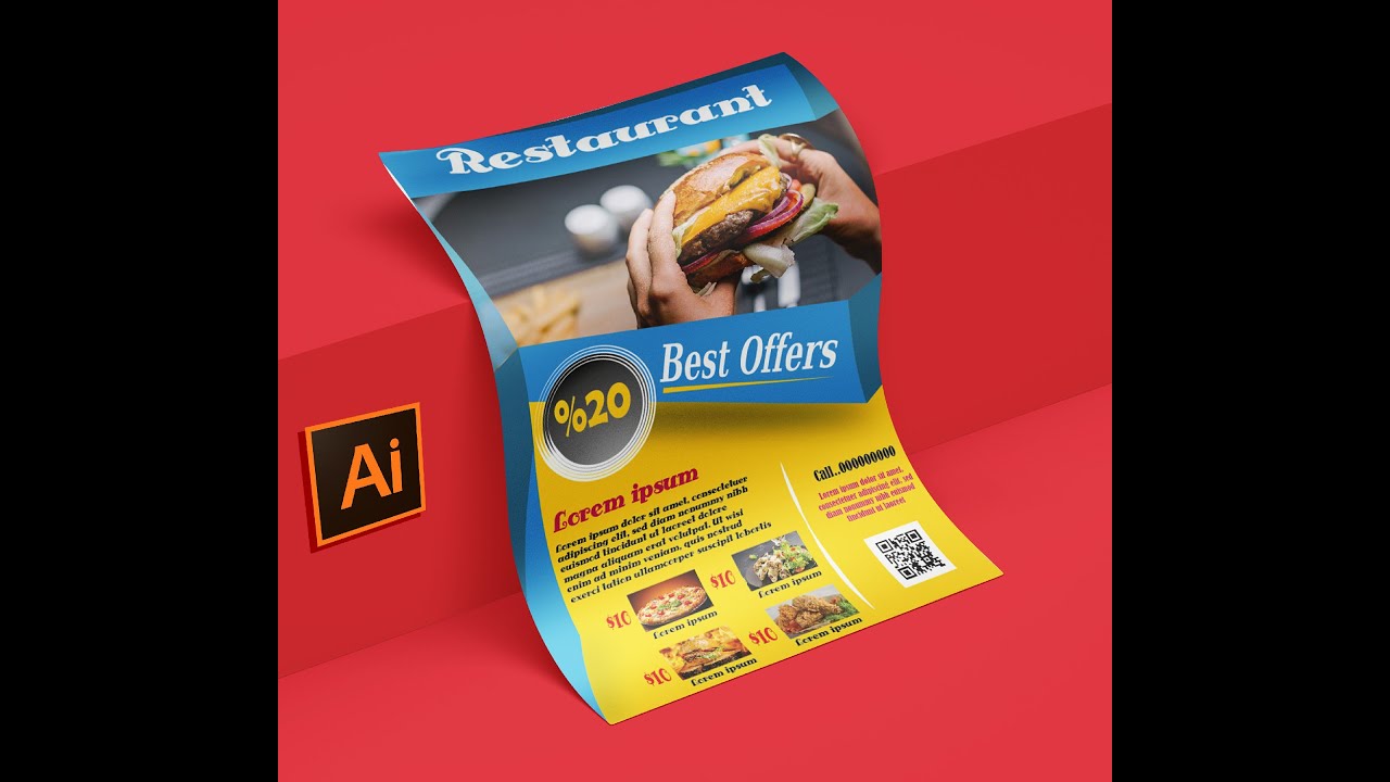 Design Amazing Food Flyer in illustrator tutorial