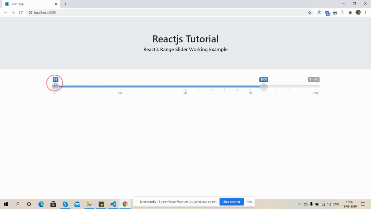 Reactjs Range Slider Working Example