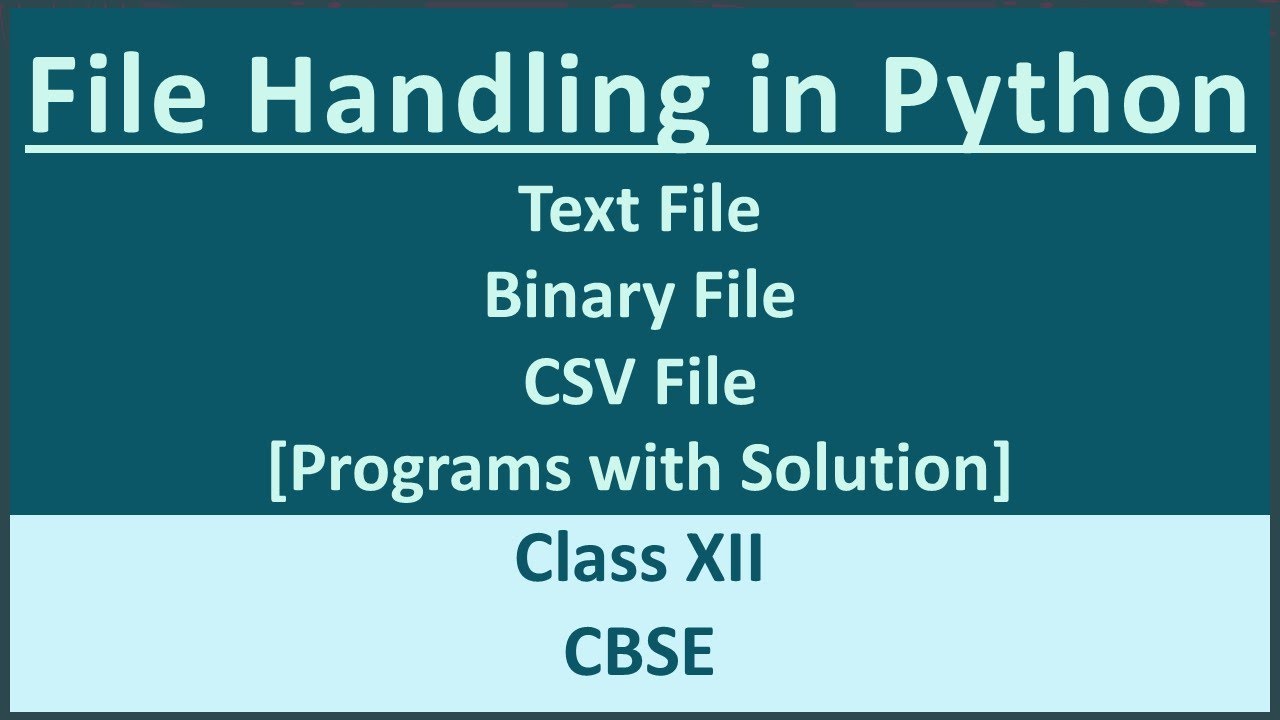 File Handling in Python|Textfile,Binaryfile,CSVfile|Solved Programs|Class 12 CBSE