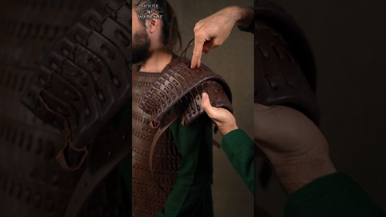LEATHER LAMELLAR VIKING VARANGIAN ARMOUR.Ideal forSlavs costume Warrior Vikings SCA LARP BLACK/BROWN