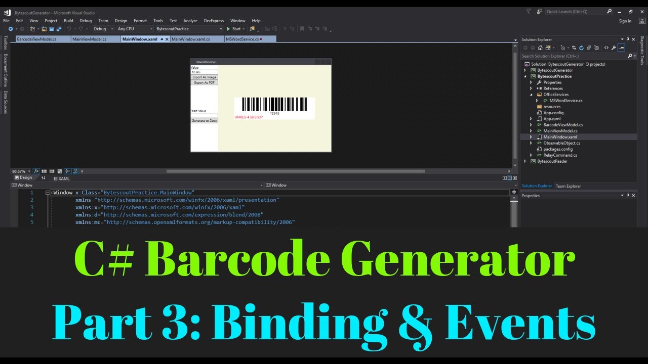 Creating Barcodes in C# WPF - Part 3 Binding & Events