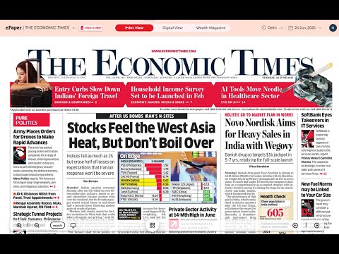 24 June 2025 | The Economic Times Newspaper | Daily Finance & Business News Analysis