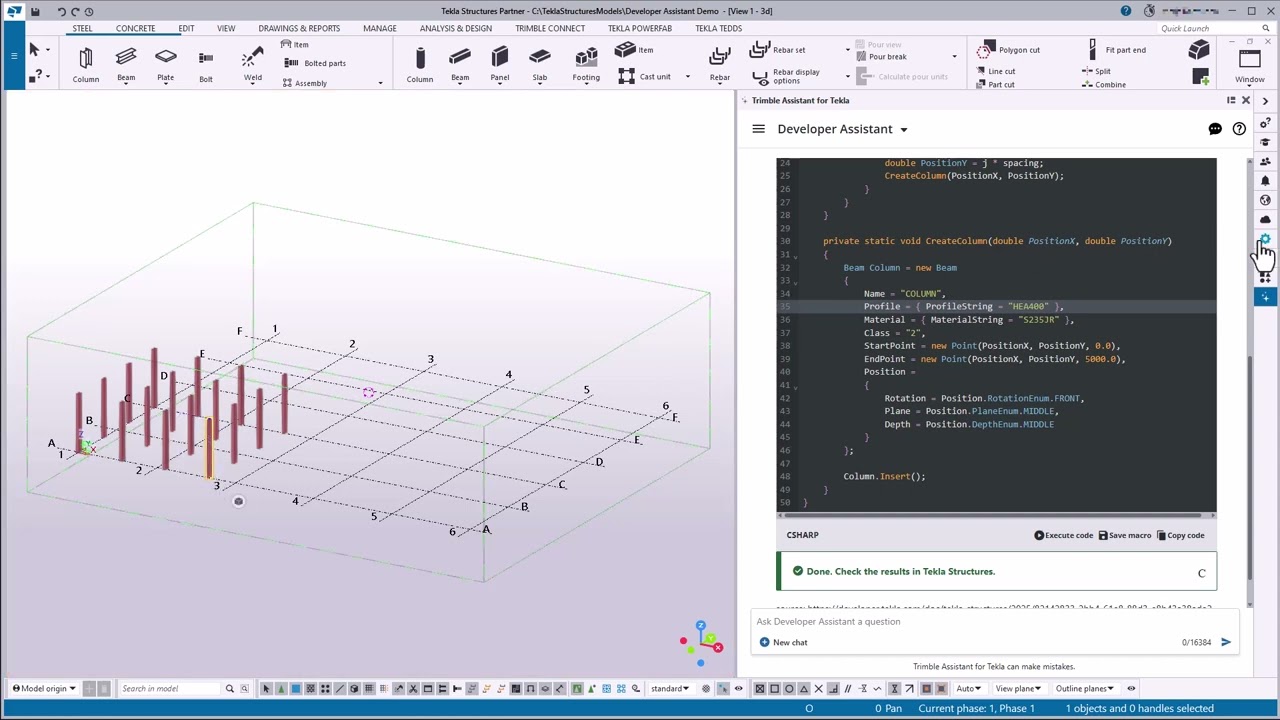 Trimble Assistant for Tekla - Developer Assistant (Preview feature)
