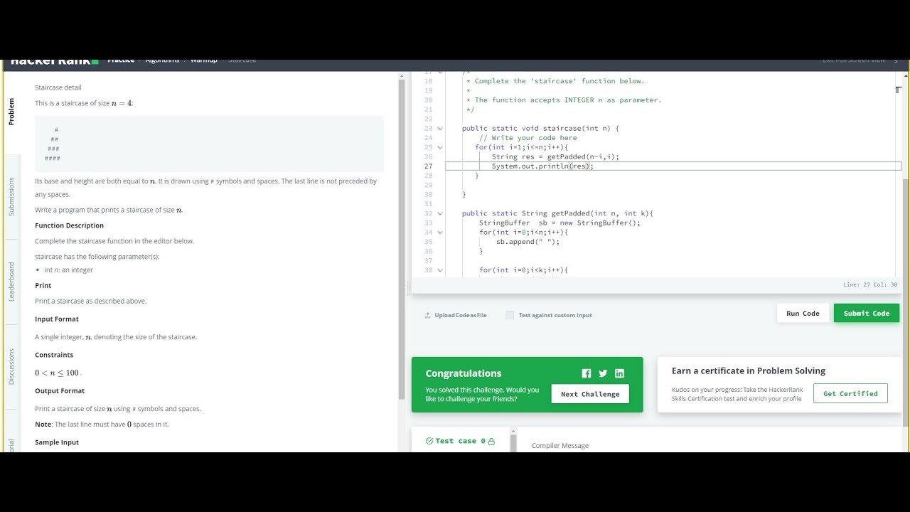 HackerRank Staircase