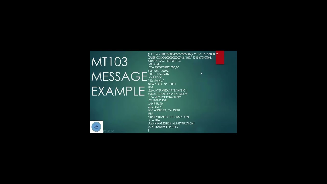 Swift Payment System Basics | MT103 Swift Message Sample & Walkthrough
