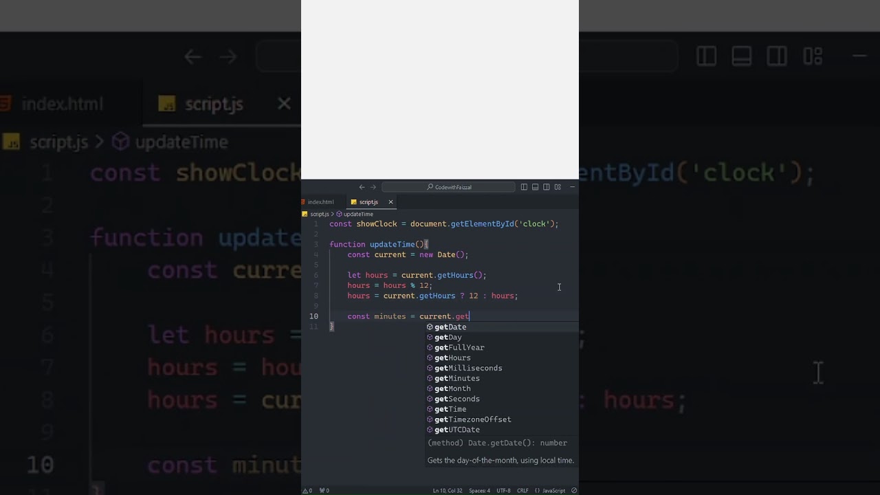 Real-Time Digital Clock with JavaScript – For Beginners #javascript