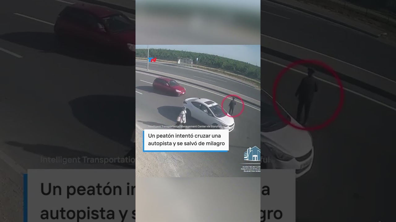 CRUZÓ LA AUTOPISTA CAMINANDO Y CASI MUERE I Un auto chocó y volcó para evitar chocar a un peatón