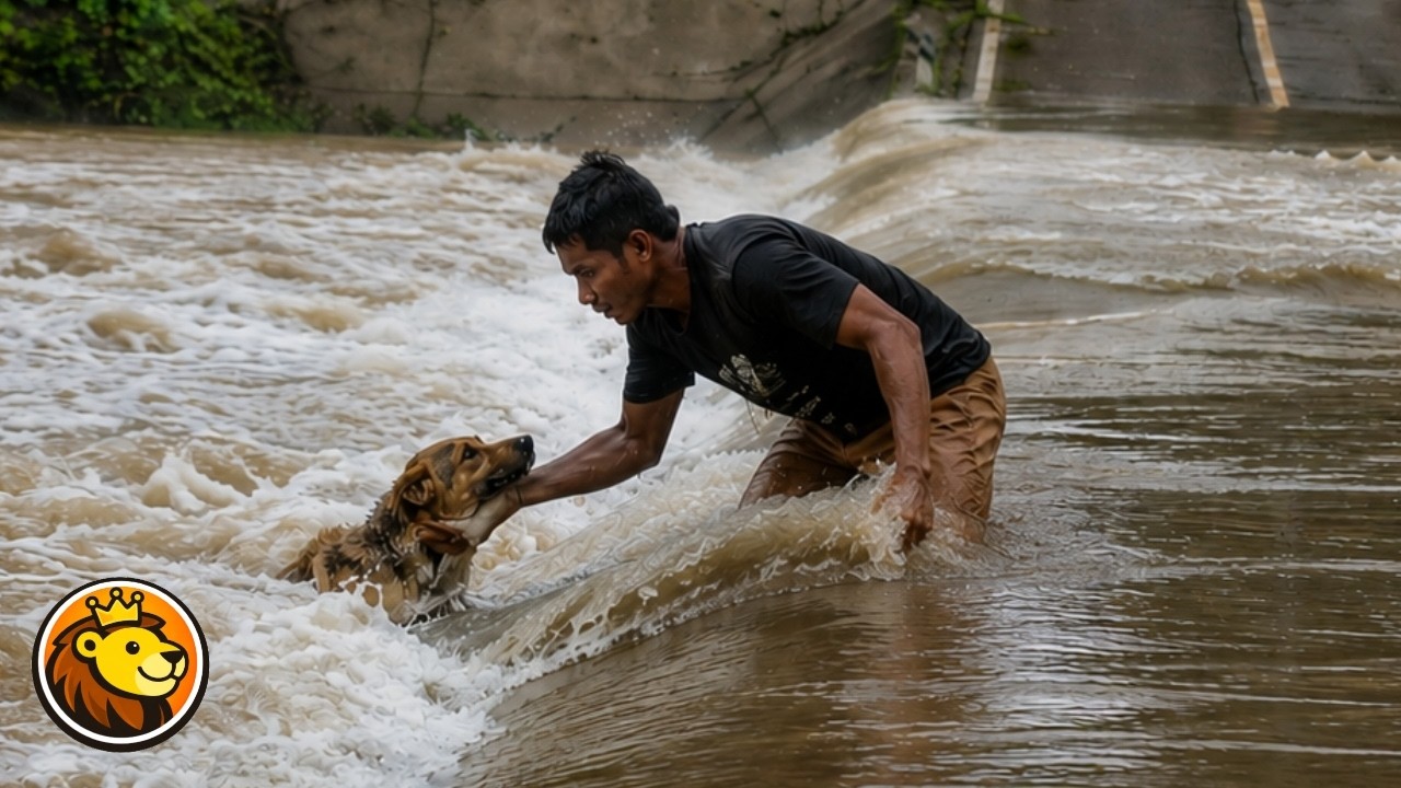 Man Risks Everything to Save a Dog From a Flooding ❤️