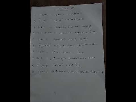 Full form of ECG,ECG,MRI,KFT,LFT,BERA,CBC,CT SCAN.