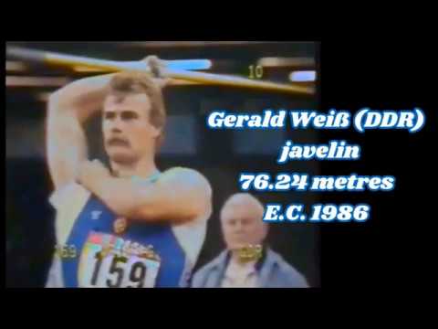 Gerald Weiß \ Weiss (R.I.P.) DDR javelin 76.24 metres at E.C. 1986 (PB 83.30 Metres