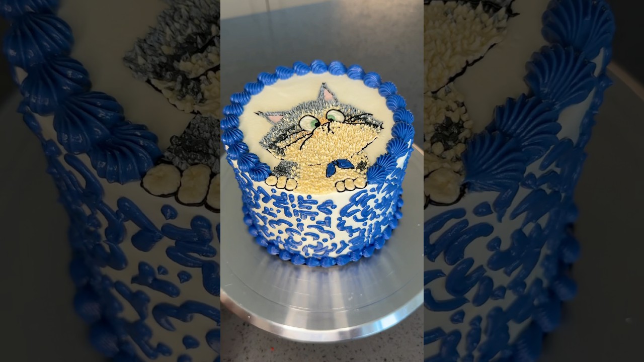 Silly cat cake cause my Oma’s obsessed!! 🐱 #cake #cakedecorating #mediterranean