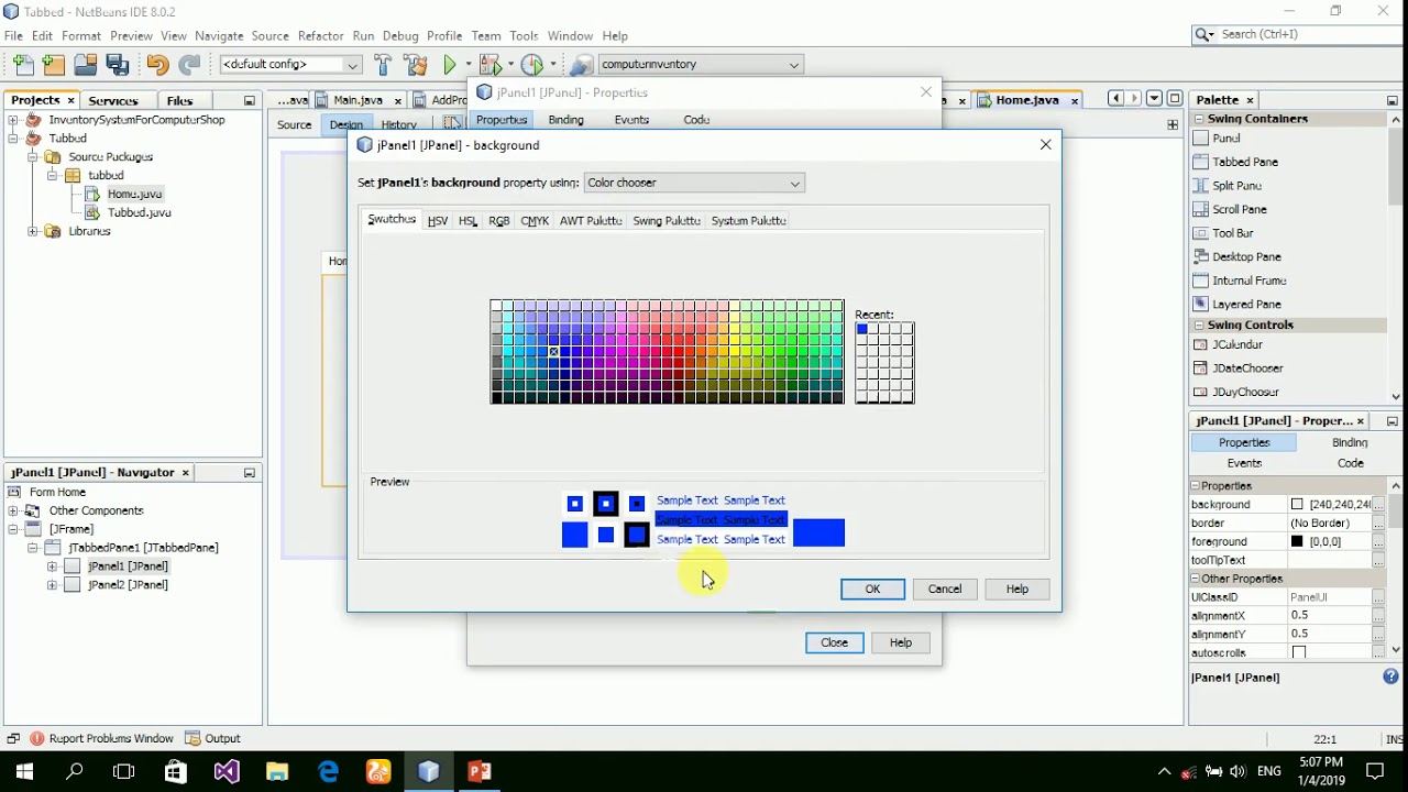 How to use JTabbedPane in netbeans java