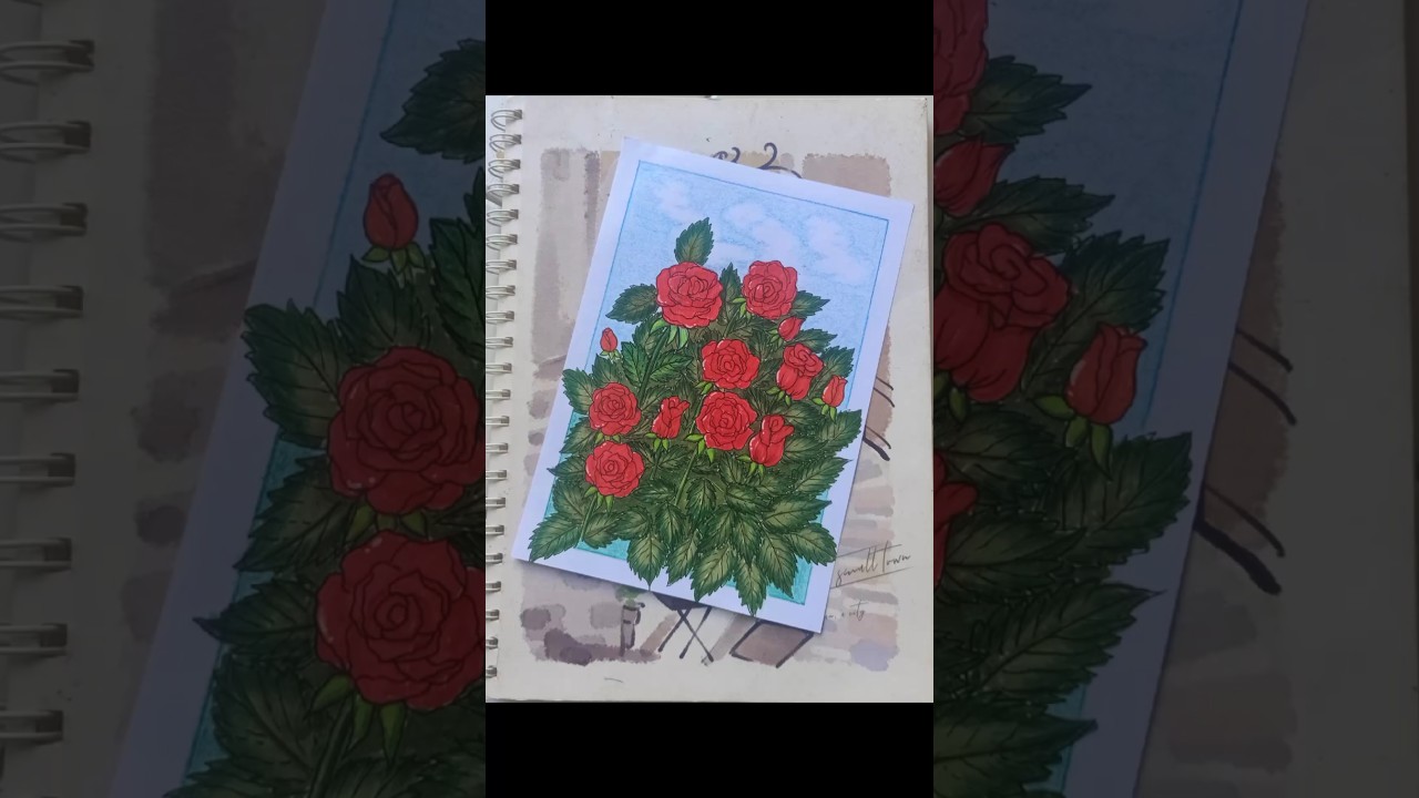 Tutorial menggambar bunga mawar||cara menggambar bunga mawar simple||#menggambar #bungamawar